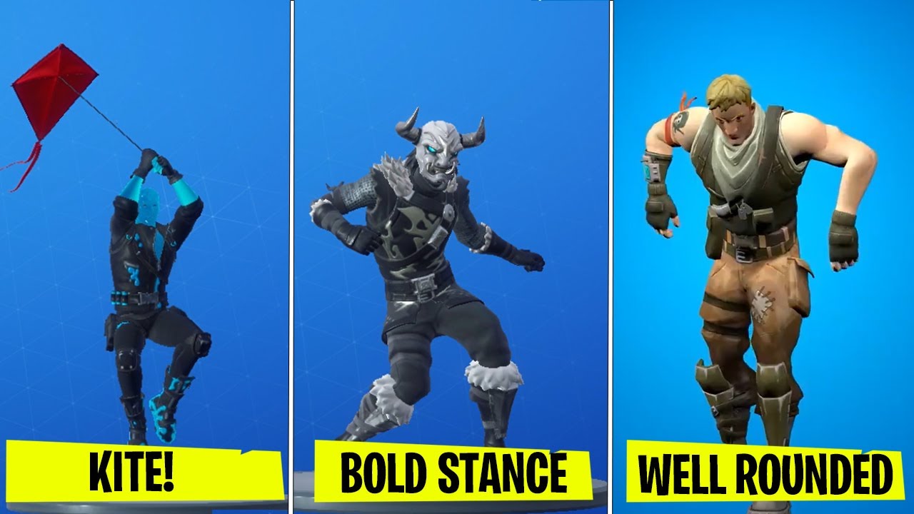 *NEW*All leaked fortnite emotes! ( Kite!,Bold Stance,Well Rounded ...