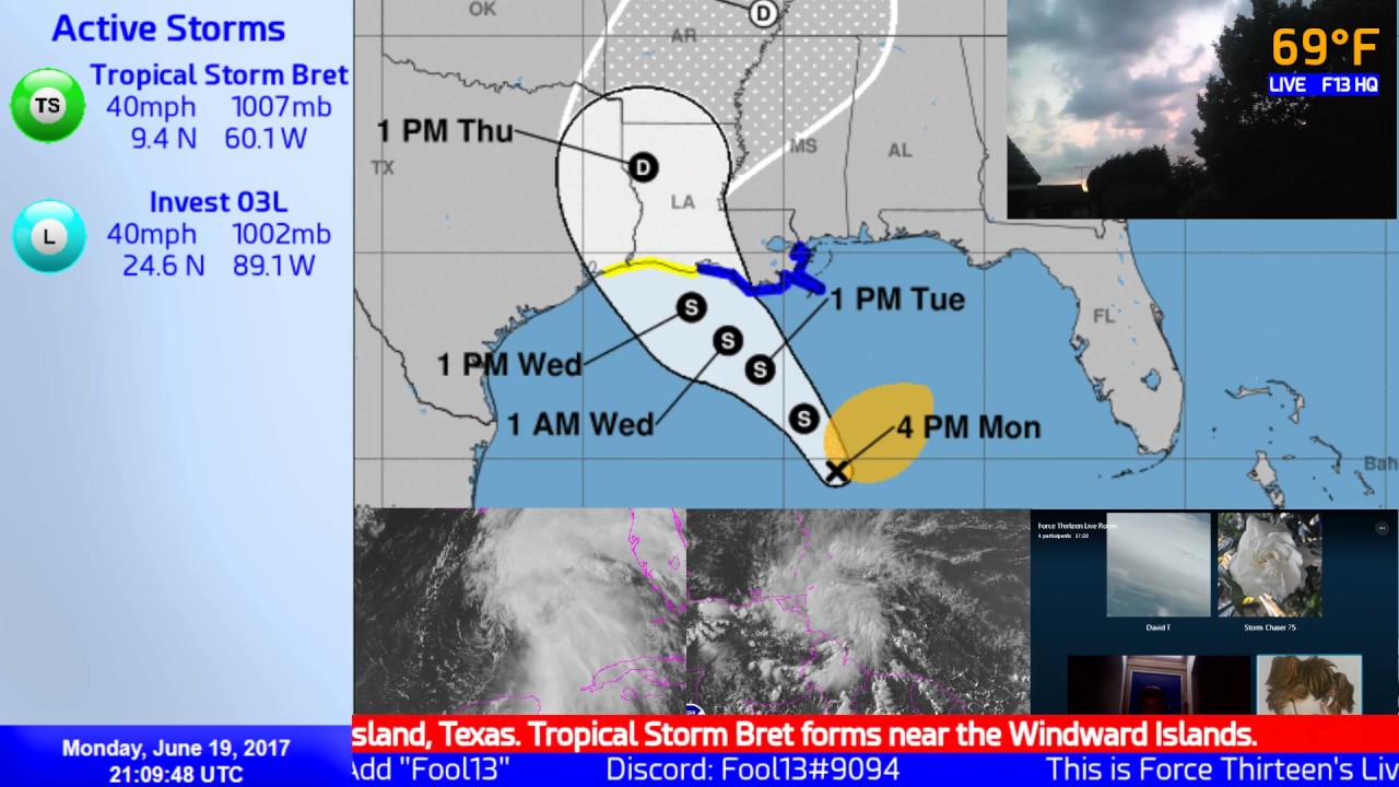 Tropical Storm Bret Live Coverage (June 19, 21:00 UTC) - YouTube