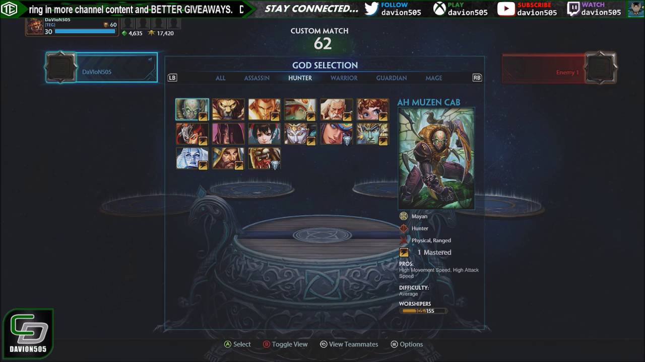 SMITE Xbox One - Patch 3.18 Rising Flames - God selection screen/grid ...