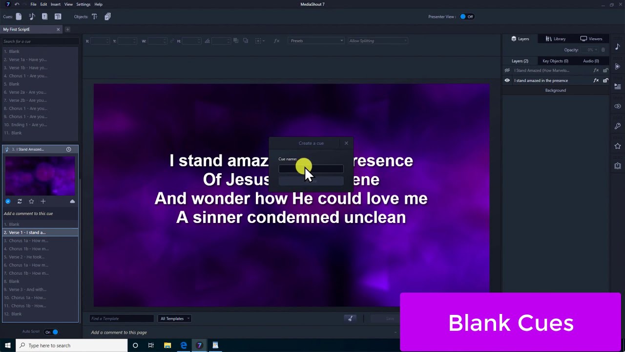 MediaShout 7 - Blank Cues - YouTube