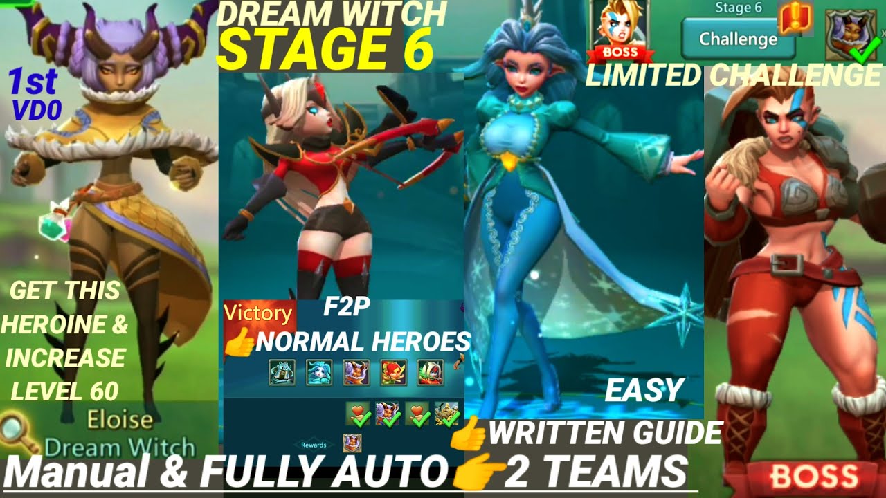 Limited challenge Saving Dreams Stage 6|Manual& Full AUTO|👉2 TEAMS👍F2p/Get New HEROINE& INCREASE ...