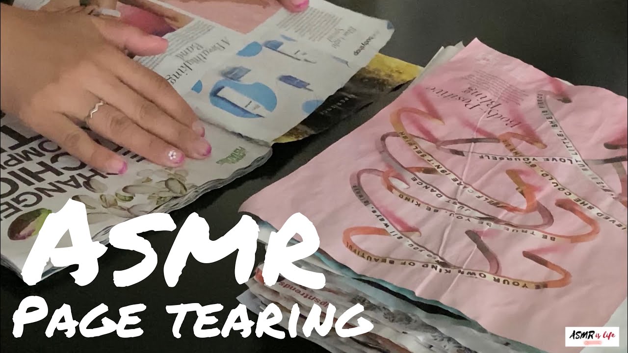 Tearing water-damaged magazine pages | Lots of crinkles! - YouTube