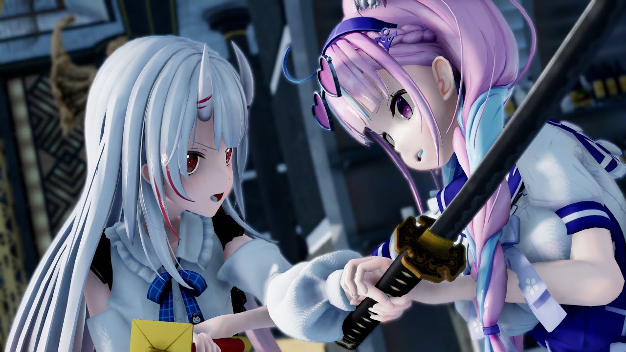 Minato Aqua vs Nakiri Ayame BOSS FIGHT 【Hololive Animation】 - YouTube