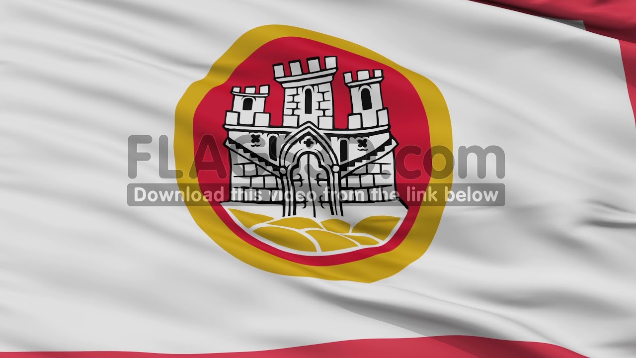 Closeup Bergen city flag, Norway - YouTube