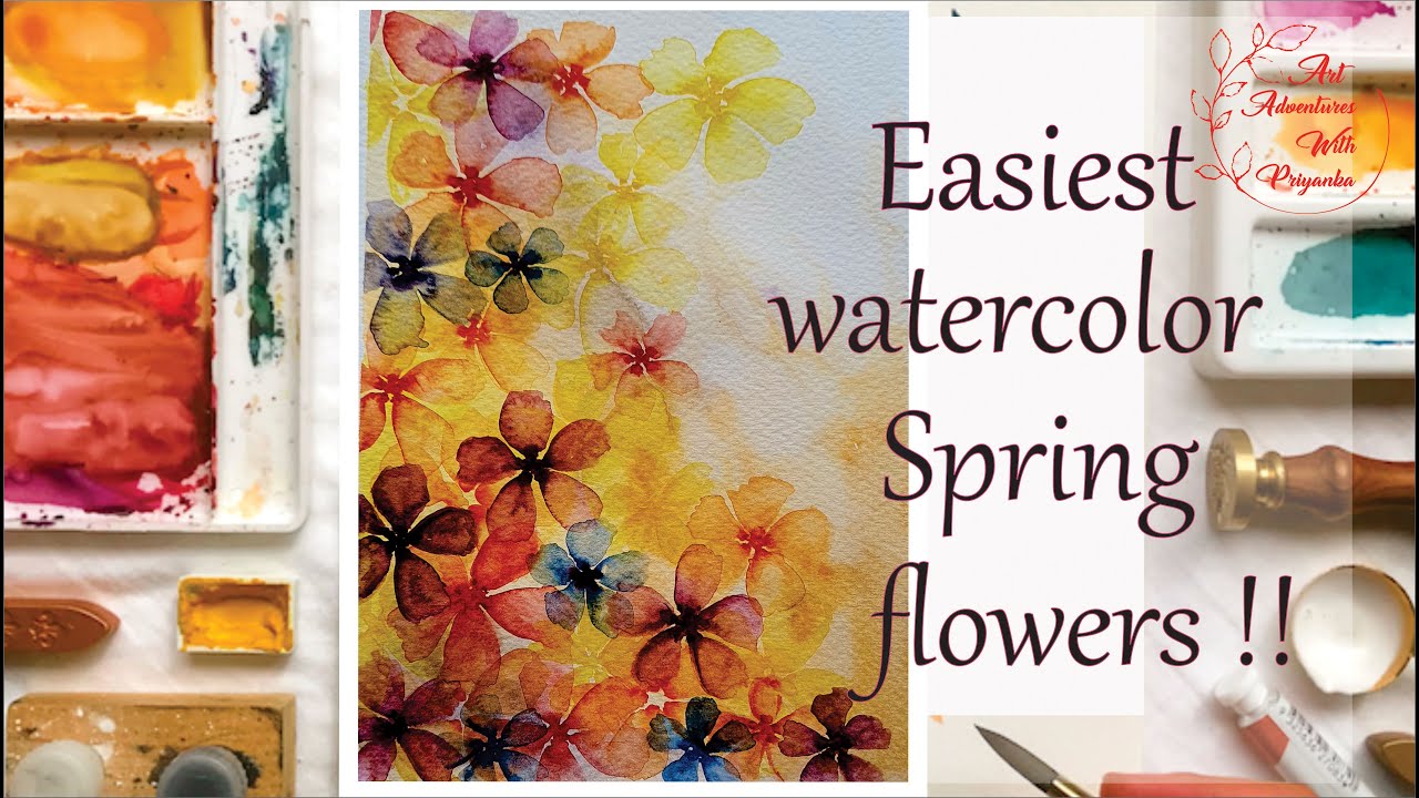 Easiest watercolor spring flowers for beginners | Learn to paint the ...