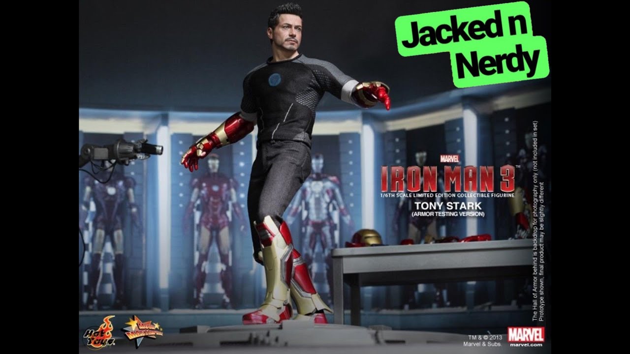 Iron Man 3 Tony Stark with Testing platform Hot Toys Unboxing ...