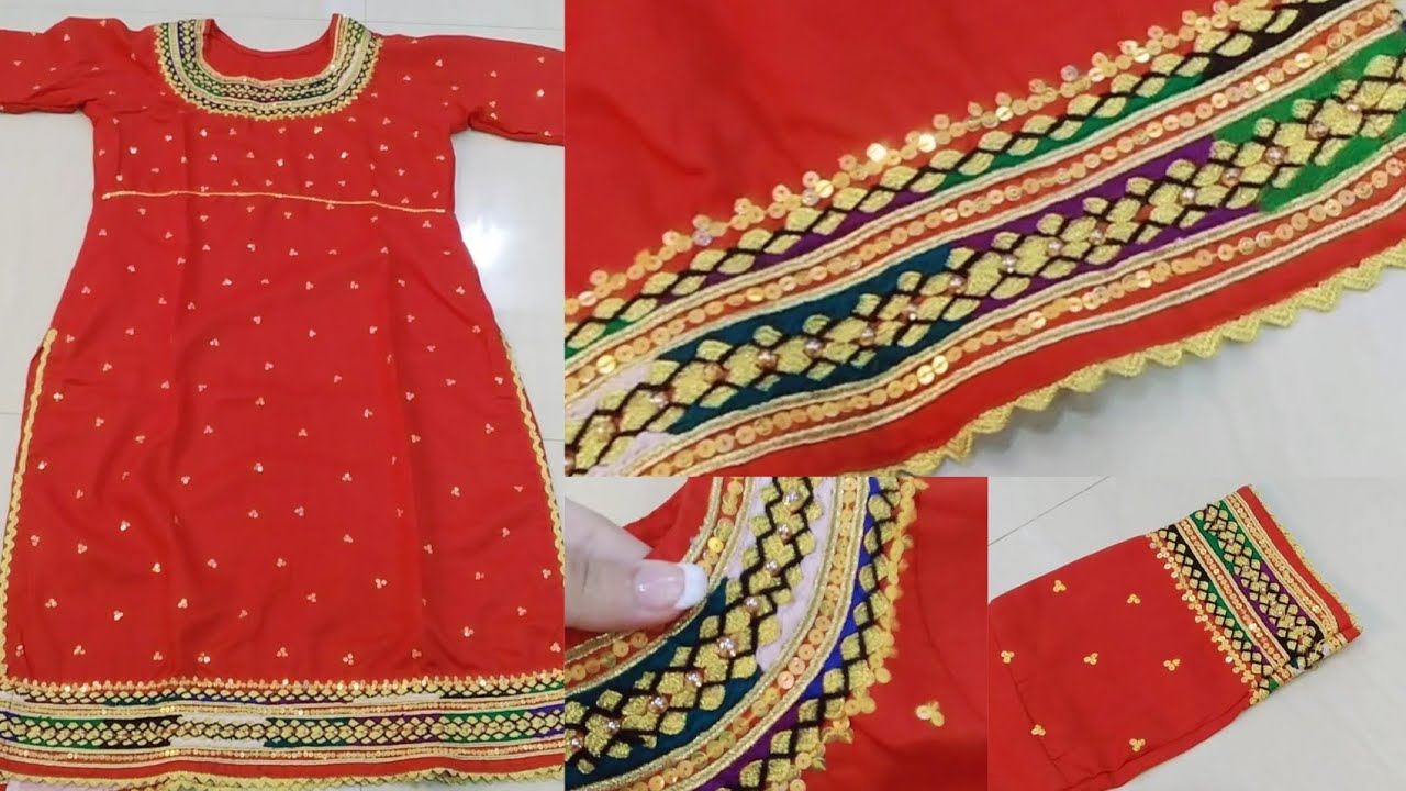 Hand Embroidered dress with mukka ,laces work on shirt - YouTube