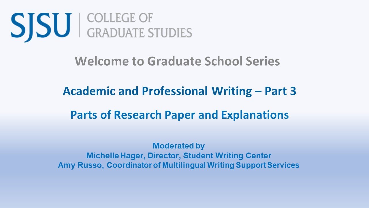 Academic Writing as a Graduate Student - Parts of a Research Paper ...
