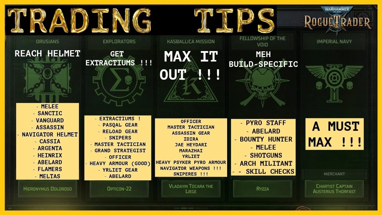 WH40K: Rogue Trader - How to TRADE ?! - Merchant TIPS and TRICKS - Best ...