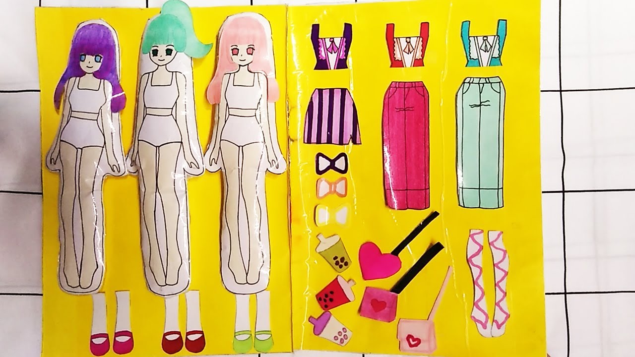 (PAPER DIY) HOW TO MAKE PAPER DOLL BOOK/ BOBA TEA PRINCESS DRESS ...
