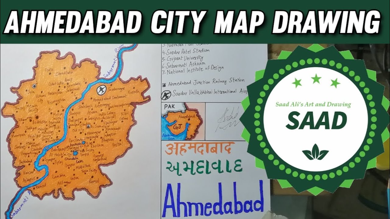 How to draw Ahmedabad map SAAD - YouTube