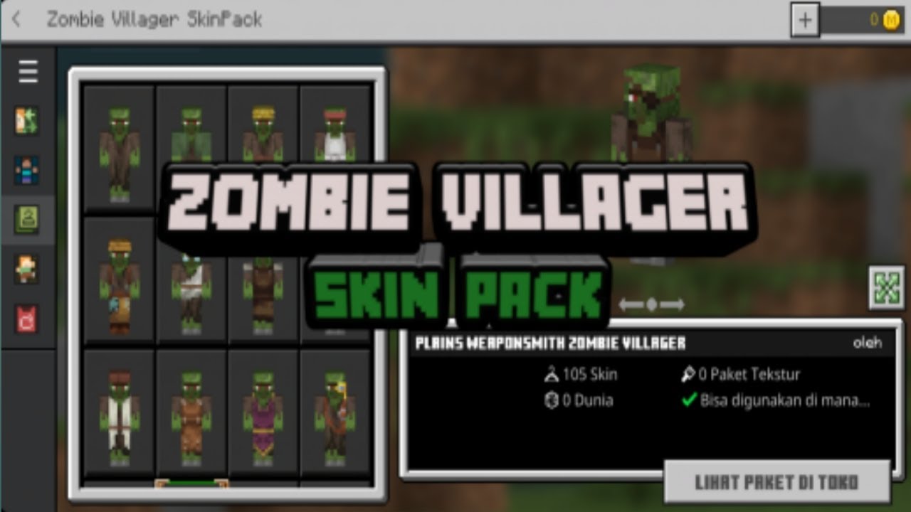 Zombie Villager Skin Pack For Minecraft PE - YouTube