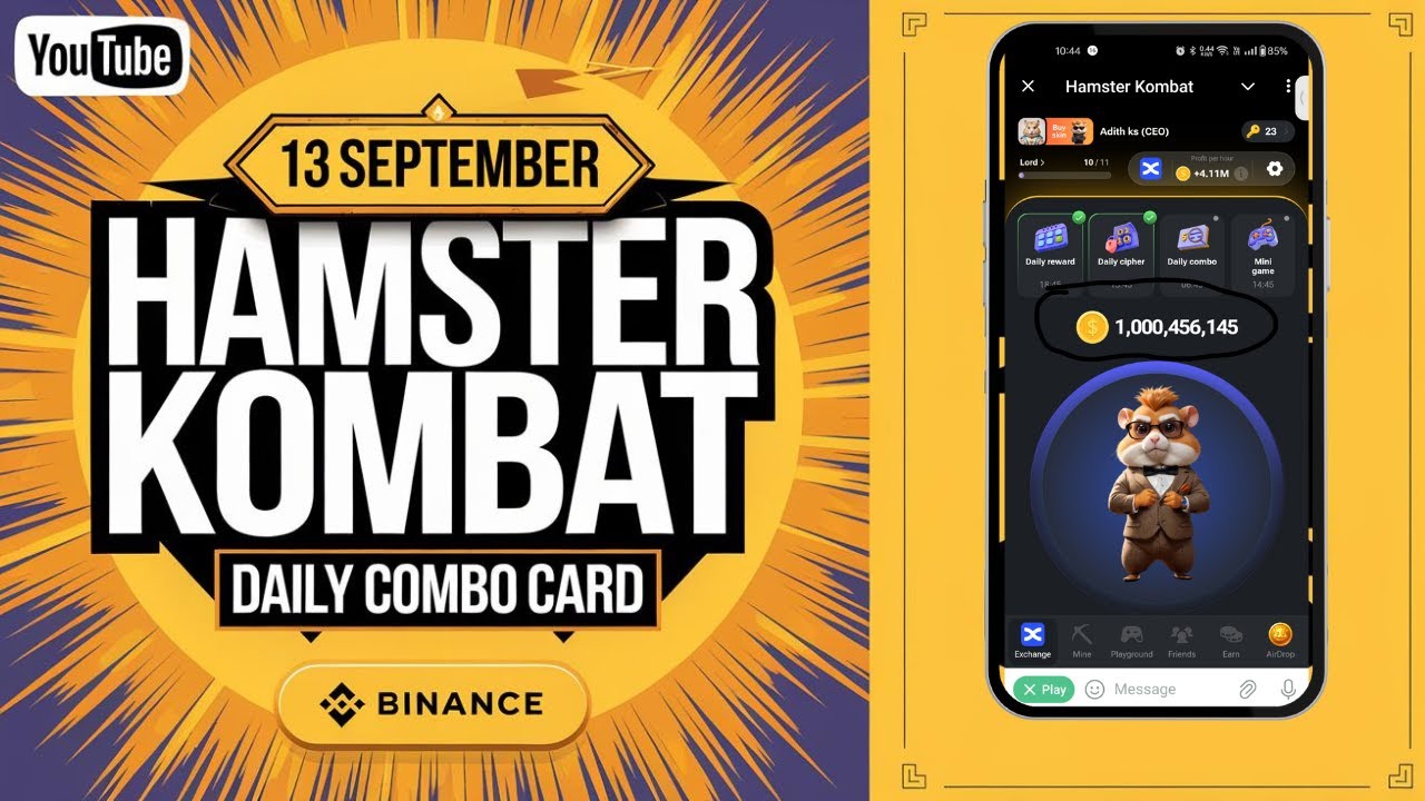 13 September Live Hamster Kombat Daily Combo Card | Hamster Kombat ...