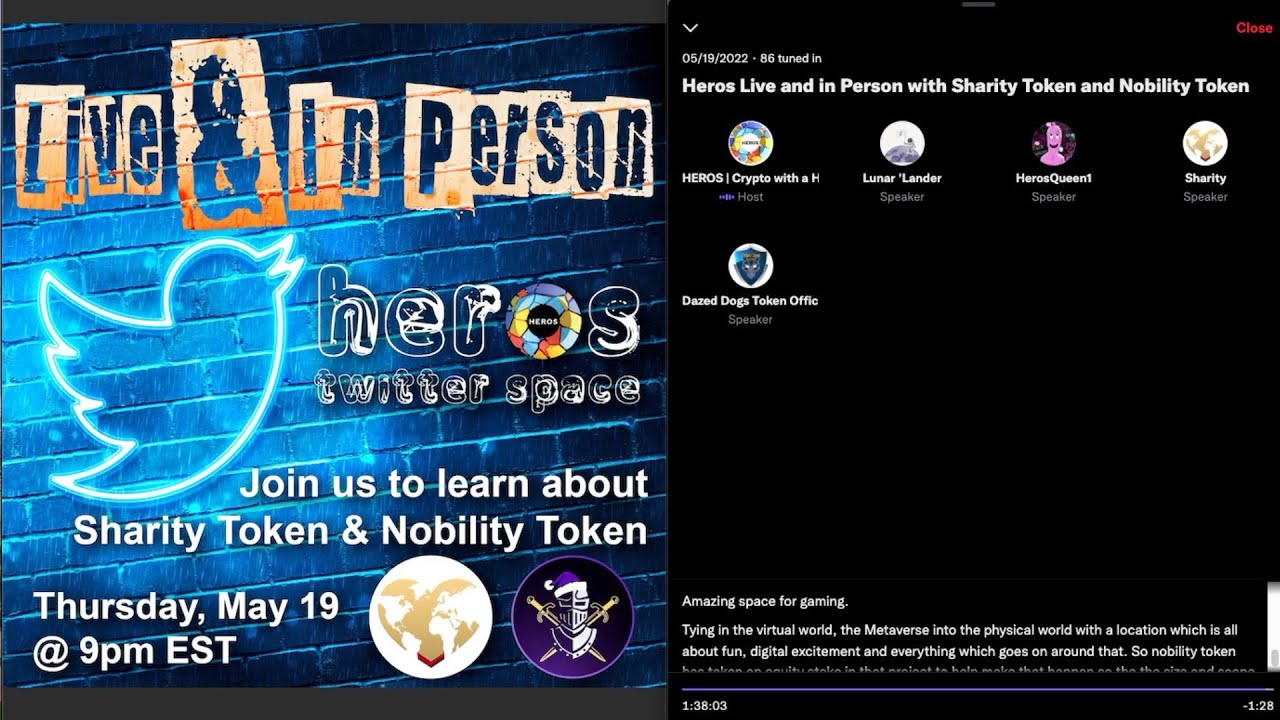 Heros Live & In Person with Sharity Token & Nobility Token - YouTube
