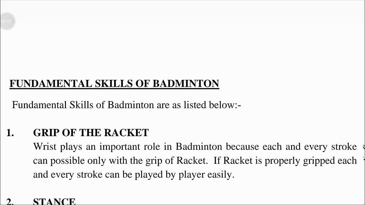 FUNDAMENTAL SKILLS OF BADMINTON - YouTube