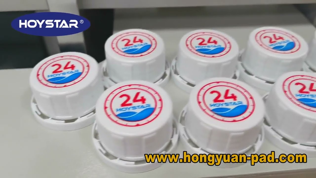 2 color bottle caps pad printer with plasma treatment - YouTube