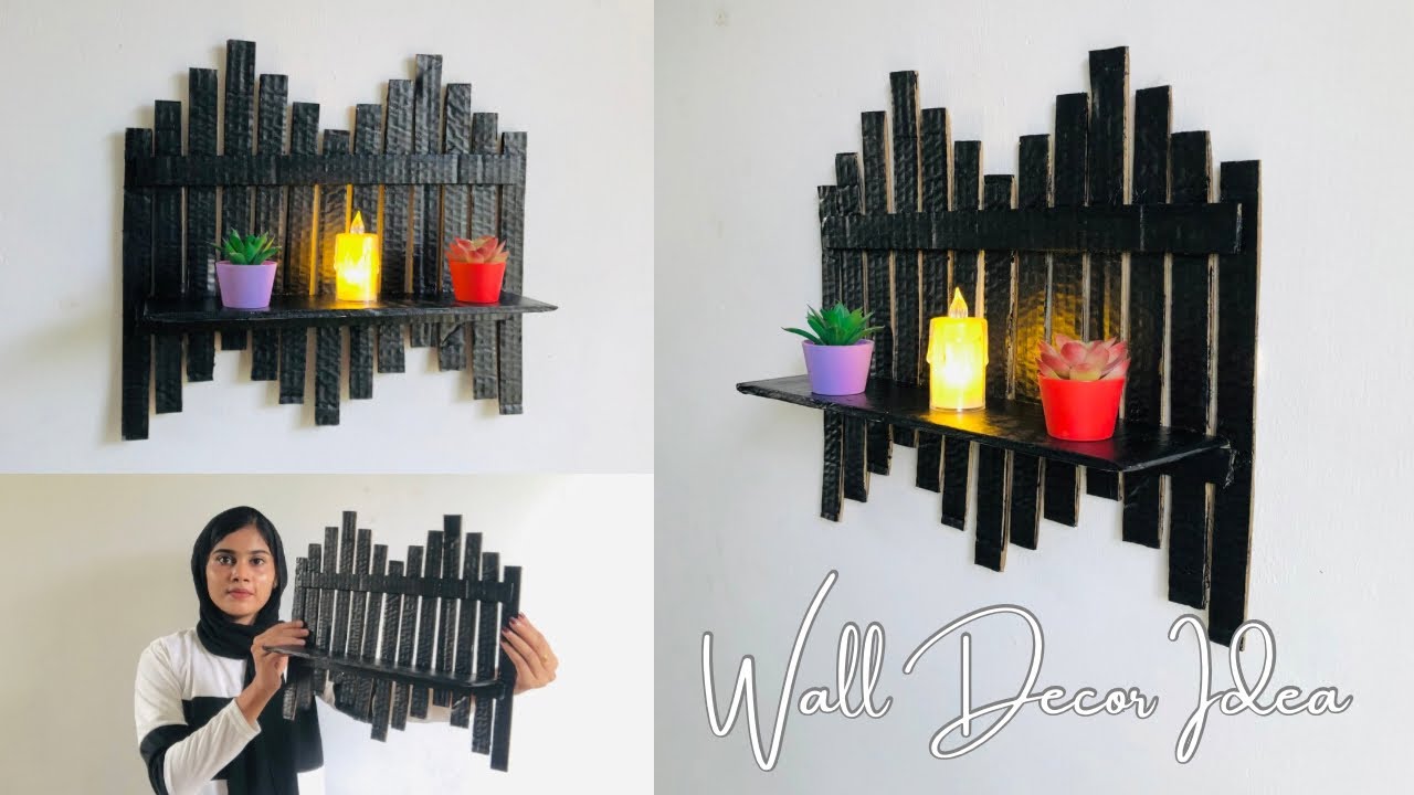 Cardboard wall decor idea | best out of waste | home decor | cardboard ...