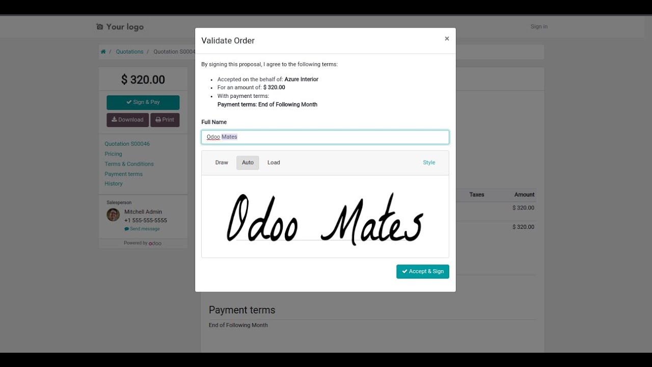 Odoo Online Signature || How To Request Online Signature From Customer ...