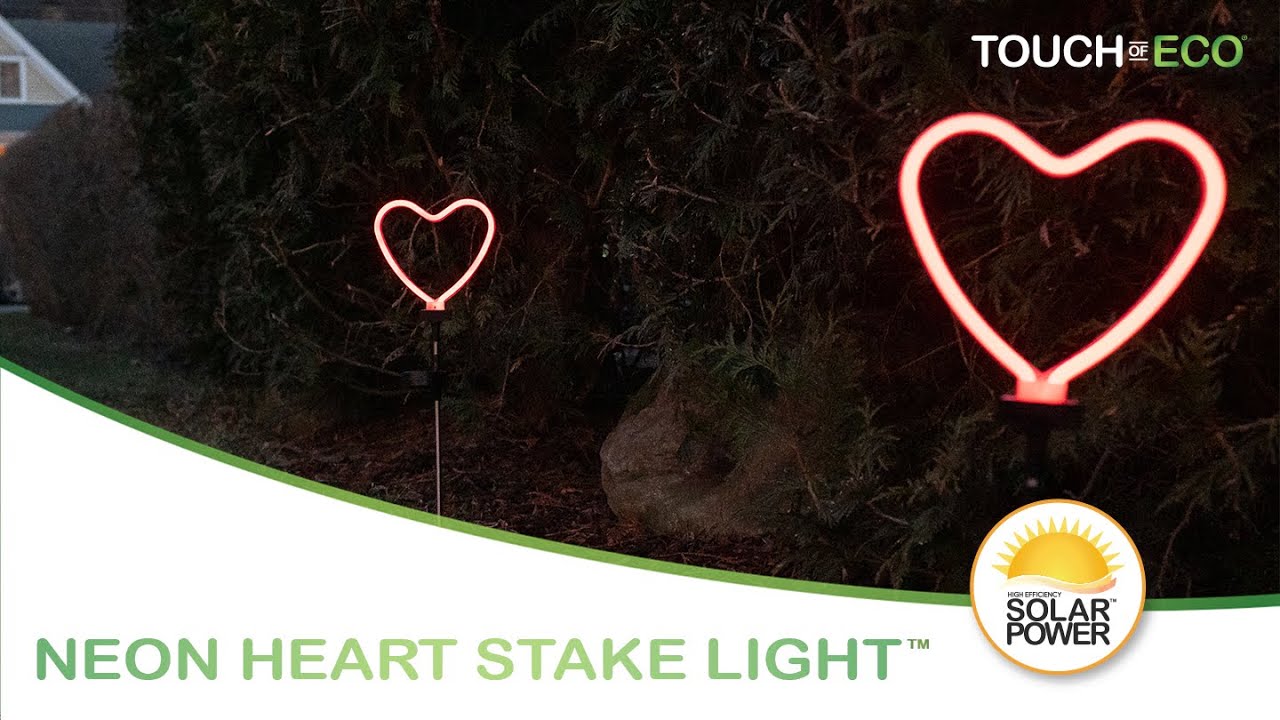 Solar LED Neon Heart Outdoor Garden Décor Stake Light - Touch of ECO ...