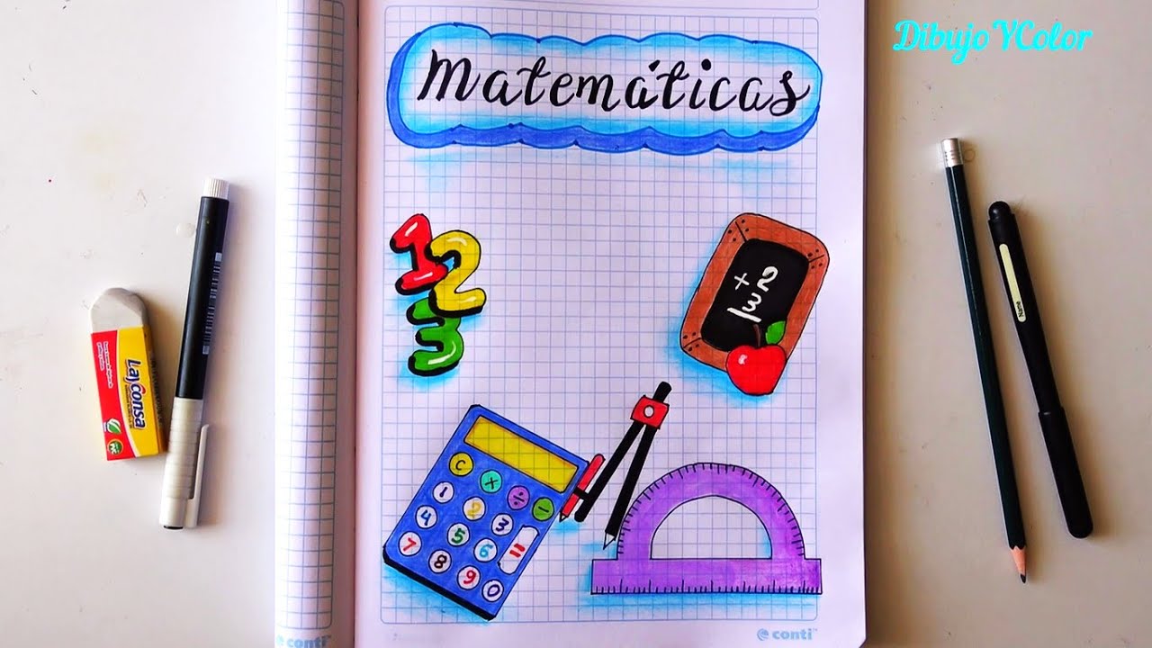 Caratula BONITA para MATEMATICAS 2024/ Portadas Fáciles / Cover of Math ...