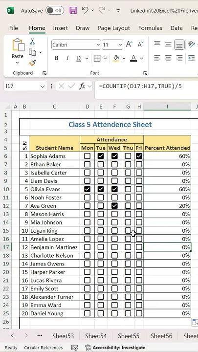 Make Attractive Attendance Sheet Easily | Use of Checkbox - YouTube