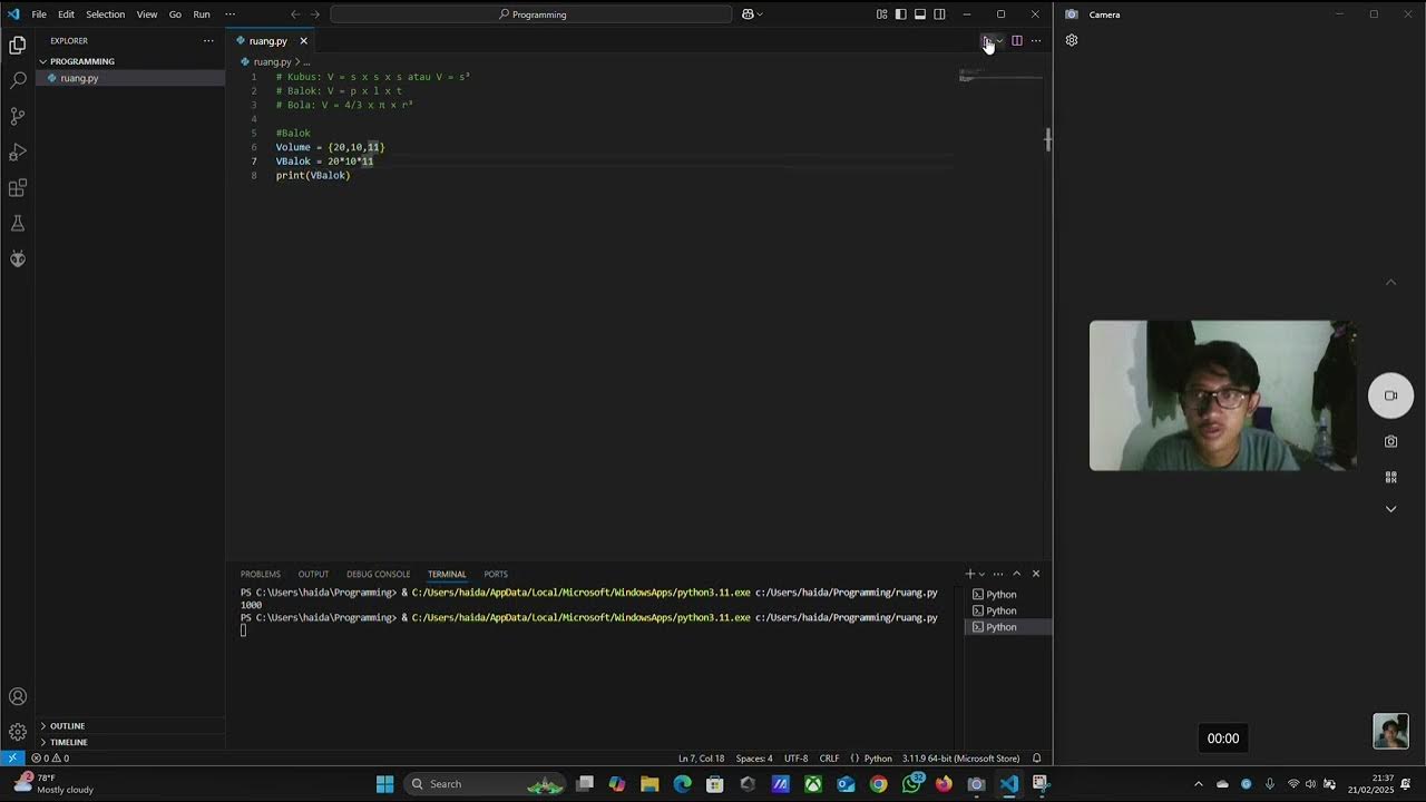 Tugas pemrograman operasi bangun ruang - YouTube