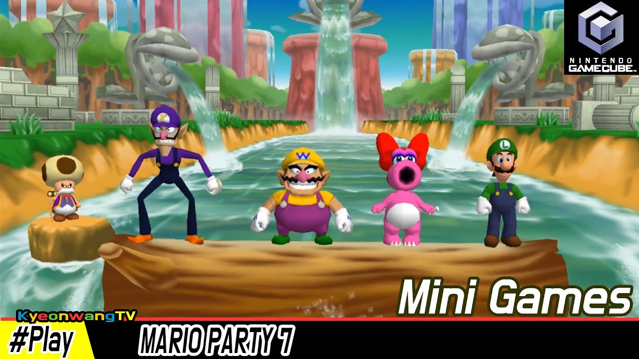 Mario Party 7 - Waterfall Battle (Mini game Cruise) Player Waluigi vs ...