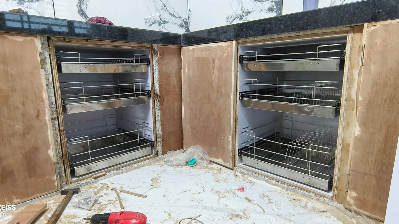 Modular kitchen🫡🙏 में SS Basket review modular kitchen, kitchen basket ...