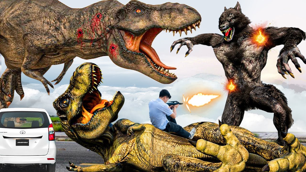 Most Dramatic T-rex attack | T-rex Vs WOLF | Jurassic Park Fan-Made ...
