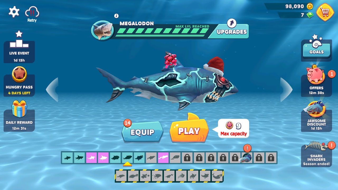 HUNGRY SHARK EVOLUTION | MEGALODON SHARKINATOR EPIC SKIN | GAME PLAY ...
