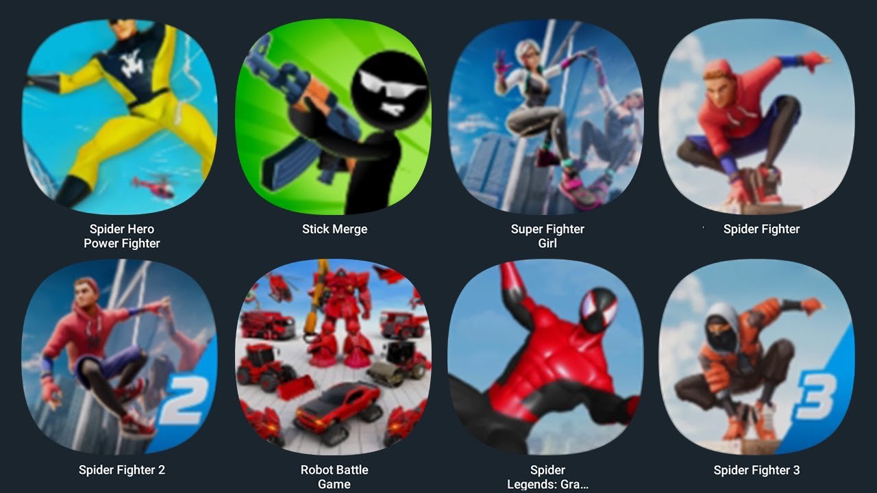 Spider Hero Power Fighter, Stick Merge, Super Fighter Girl, Spider ...