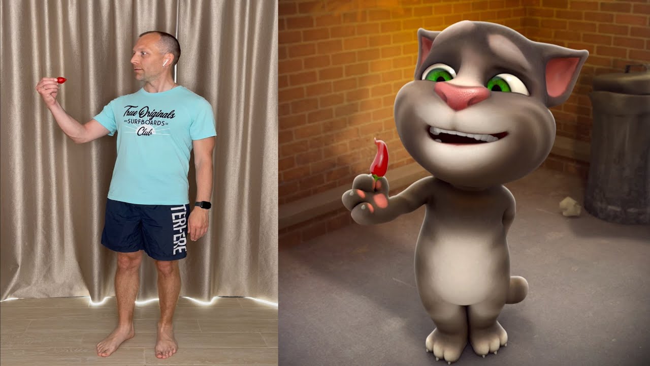 Repeat After Talking Tom Challenge Tom ate the chili pepper - YouTube