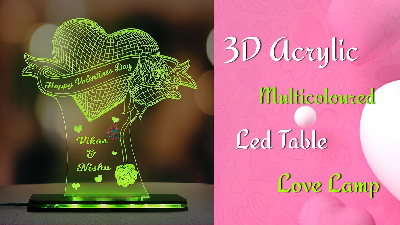 3D ACRYLIC LOVE LAMP | LOVE CRAFT GIFTS - YouTube