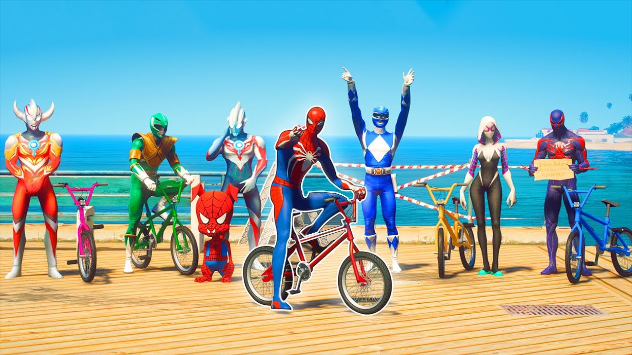 Team Spiderman vs UltraMan Army | BMX Racing Challenge Ramp #149 - YouTube