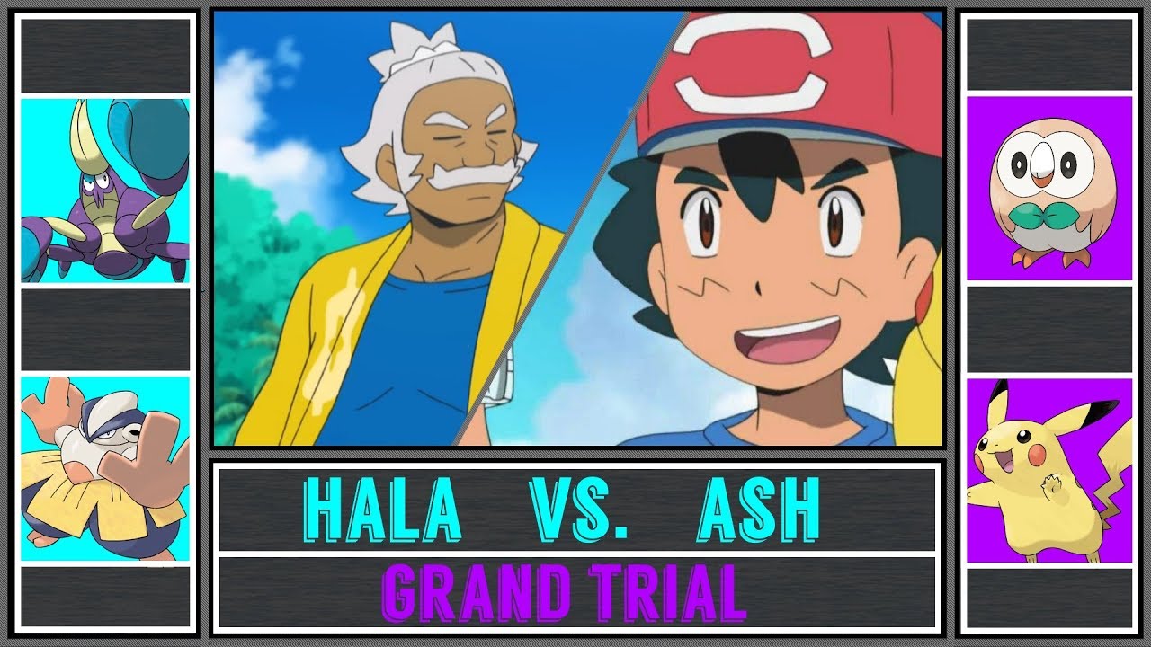 Ash vs. Hala (Pokémon Sun/Moon) - Grand Trial/Melemele Island - YouTube