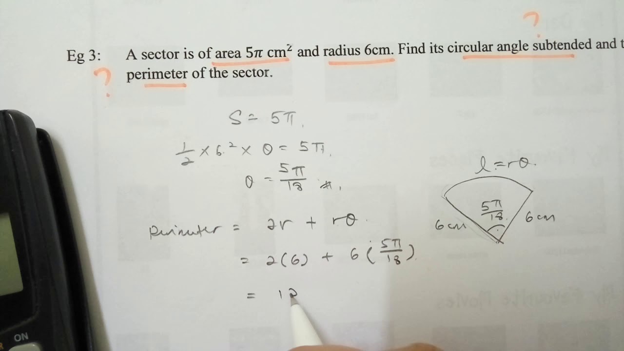 CM3 Length of Arc & Area of Sector Eg 3 - YouTube