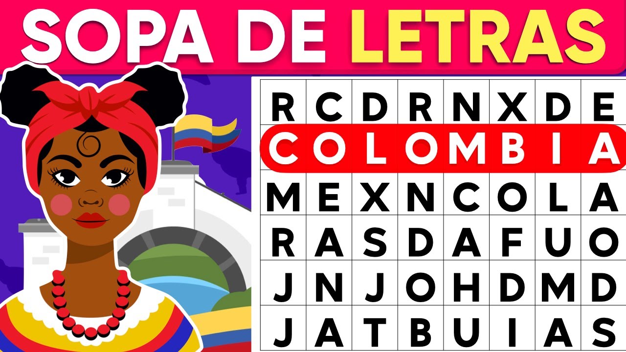 Sopa De Letras De COLOMBIA 🦋🇨🇴 Mejora Tu CONCENTRACION | SuperQuiz ...