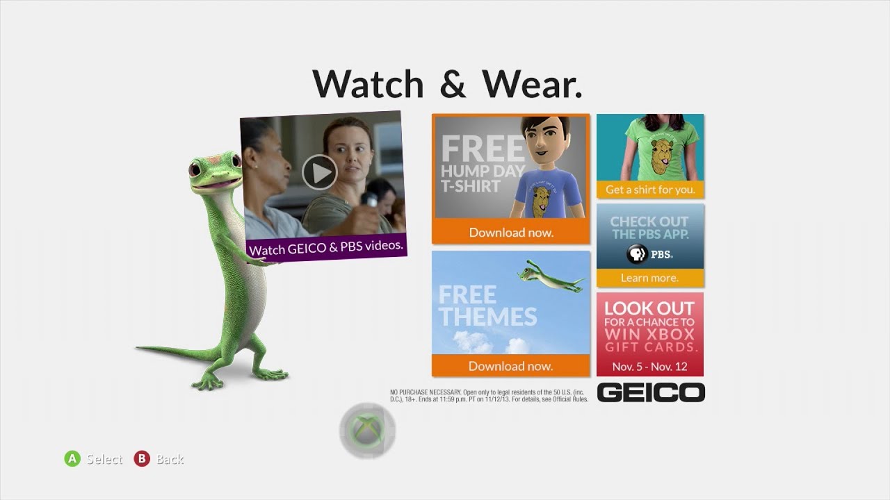 Xbox Live Free Avatar Prop (Geico Hump Day Shirt) - YouTube