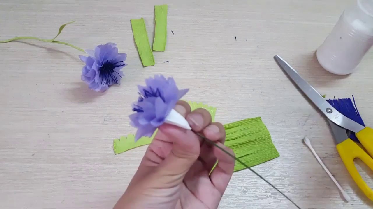 Paper flowers tutorial: Paper blue cornflowers - Easy - YouTube
