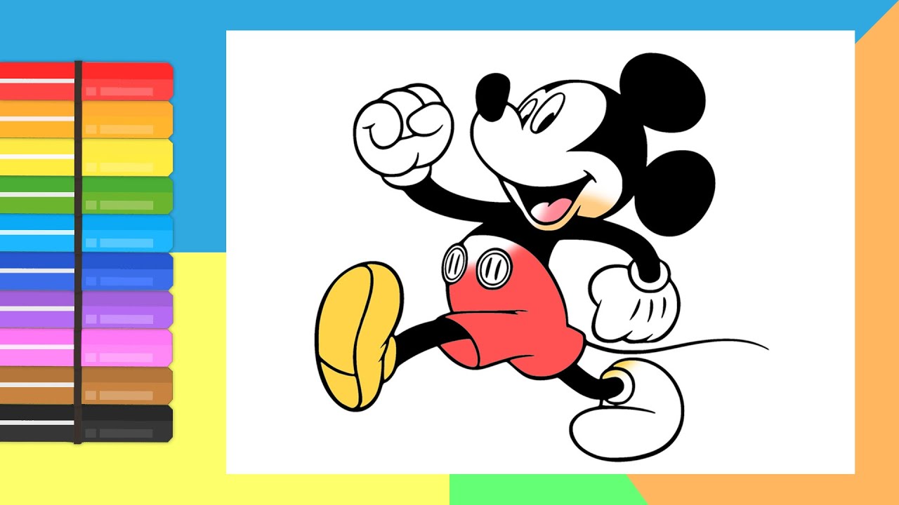 Painting Mickey Mouse for Kids | Coloring Mickey Mouse Disney ...