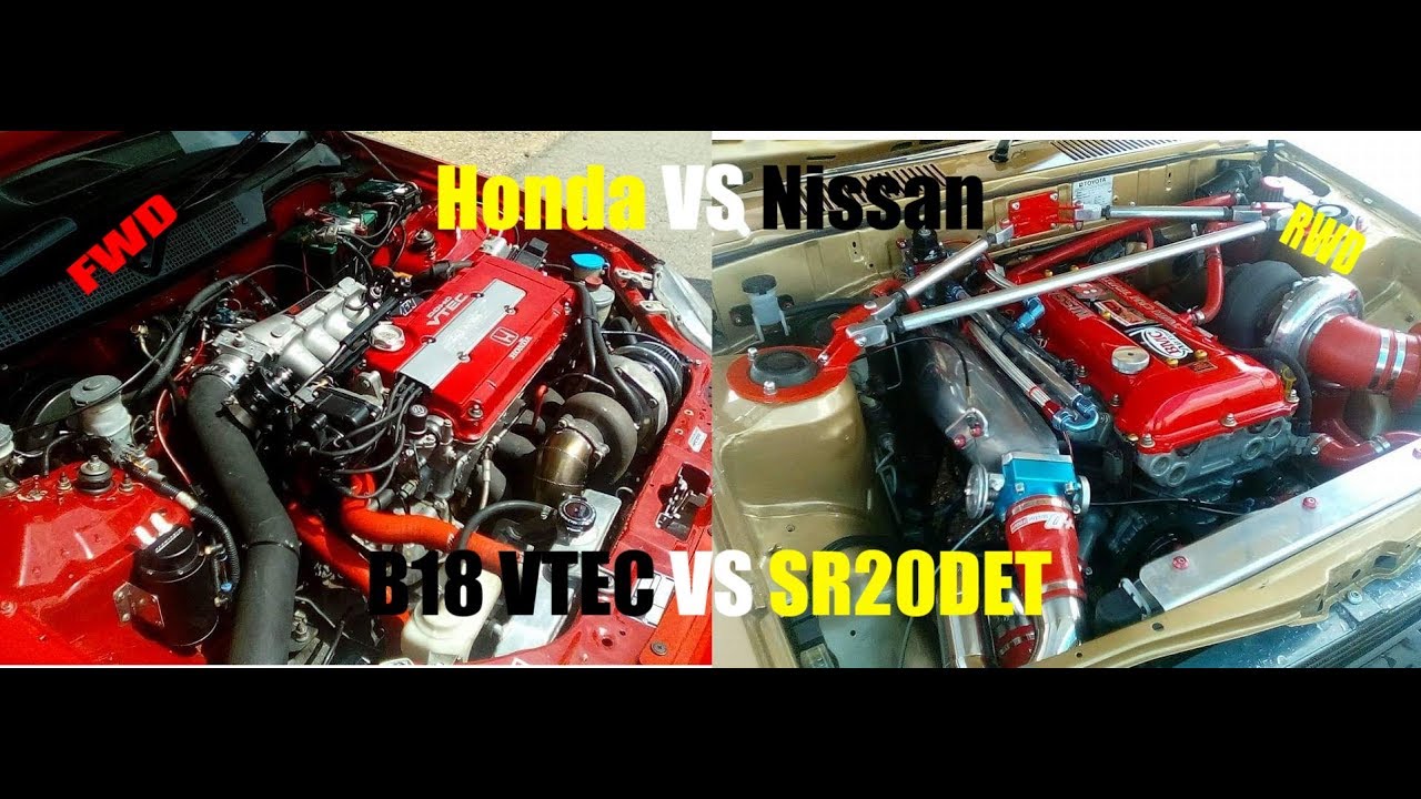 Honda B18 LS Vtec Turbo Vs Nissan SR20DET Turbo - YouTube
