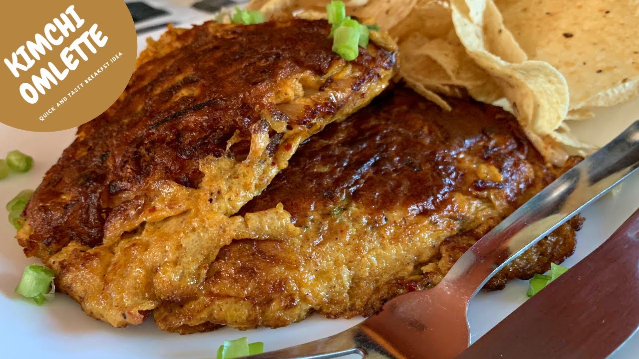 Kimchi Omelette is an easy and healthy breakfast idea. Super tasty and ...