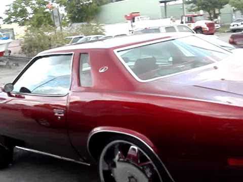 1977 CANDY APPLE RED CUTLASS ON 26" RIMS - YouTube
