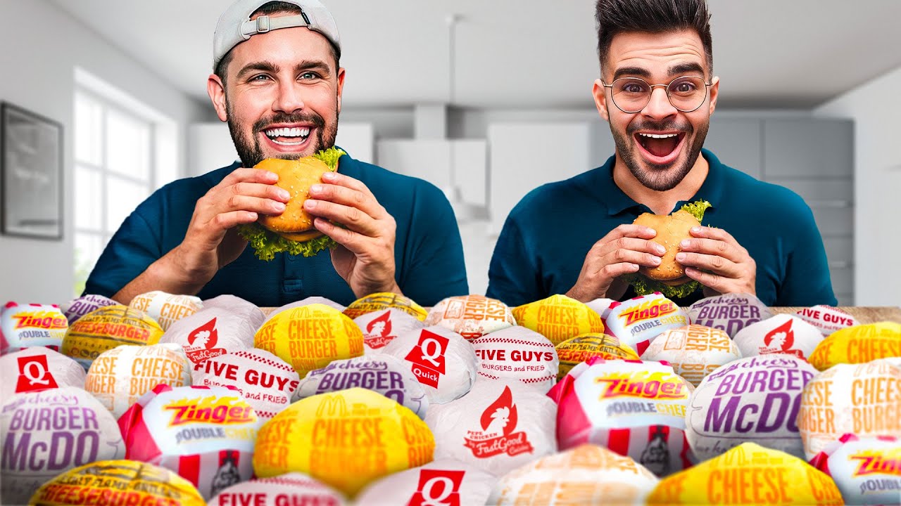 On Mange 50 Burgers Avec Valouzz ! (Mauvaise idée...) - YouTube