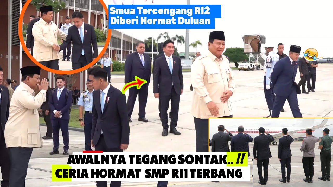 TIBA2 PRESIDEN PRABOWO Hormat Ngrangkul W Gibran Kejut SontaK Senyum2 ...