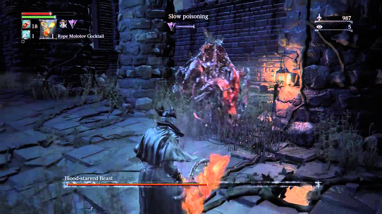 Bloodborne™ 3rd Boss: Blood starved Beast (fire weakness) - YouTube