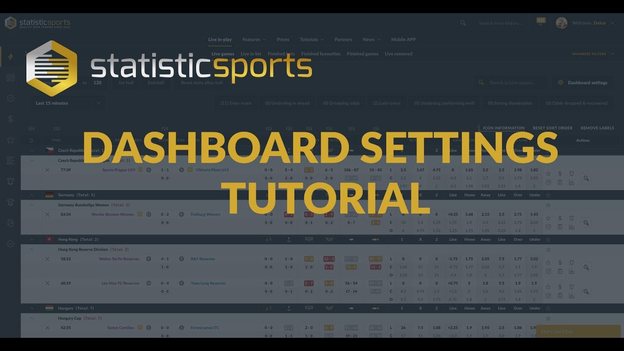 Football statistics Tool - Dashboard Settings Tutorial - YouTube