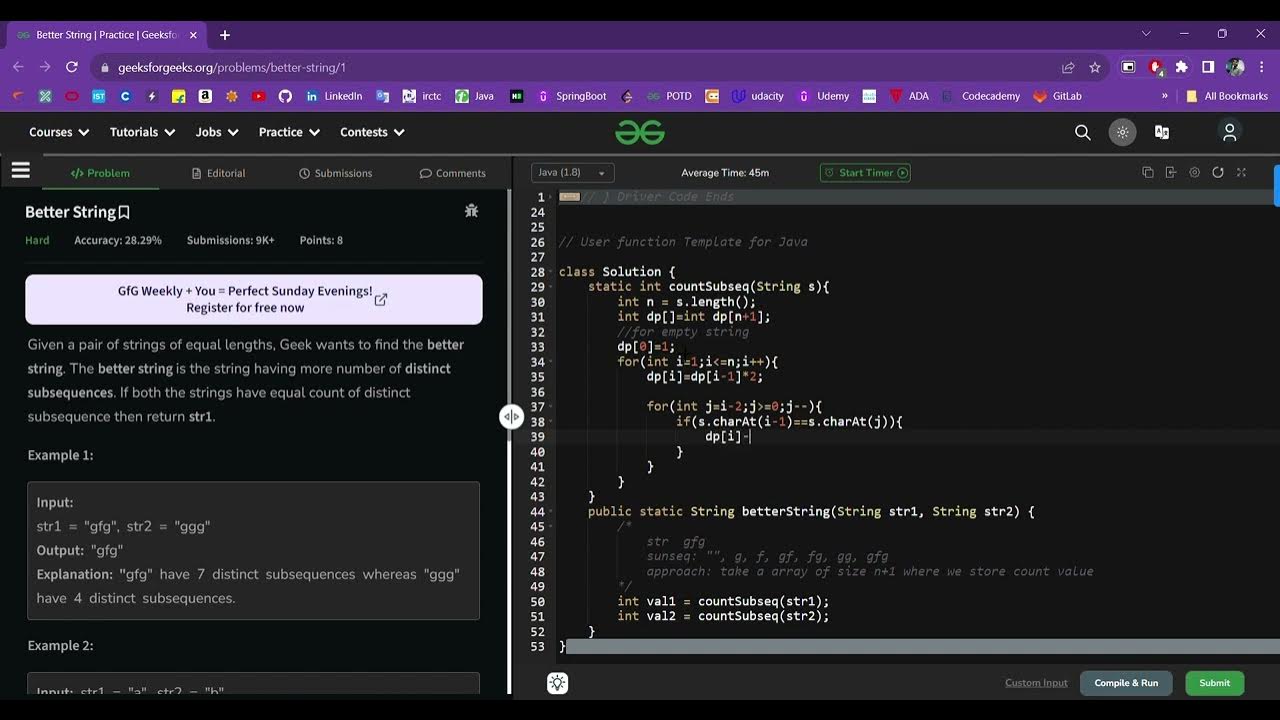 Better String | Simple solution using Dp | GFG | POTD - YouTube