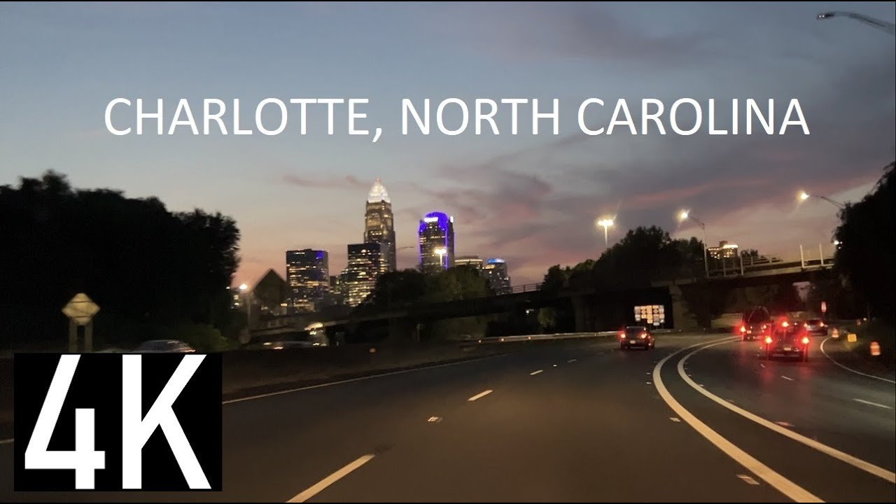 Charlotte, North Carolina 4K Street Tour at Dusk - Uptown (Downtown ...