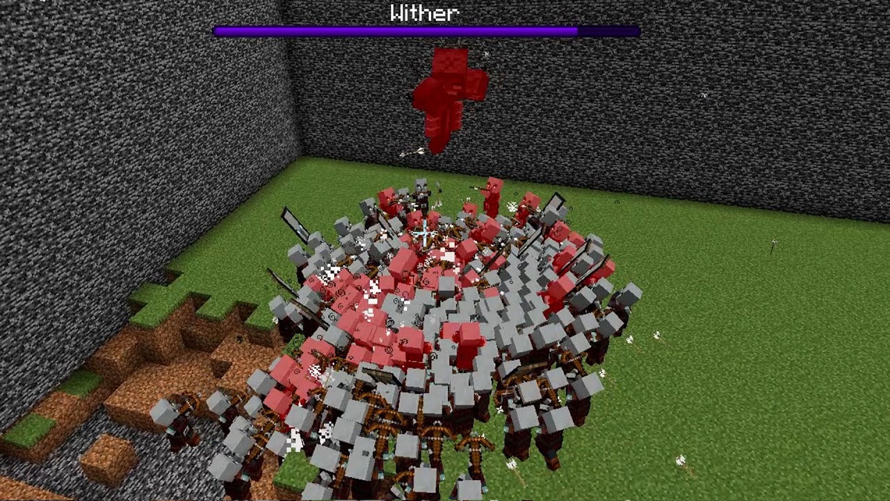 100 pillagers vs wither - YouTube